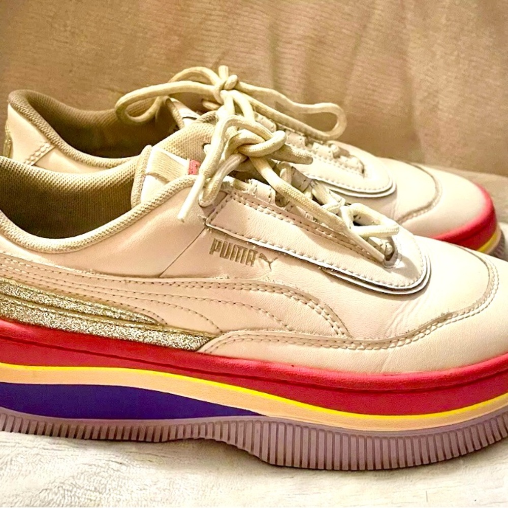 New Puma Deva 90s Pop Platform Sneaker White Leather … - Gem